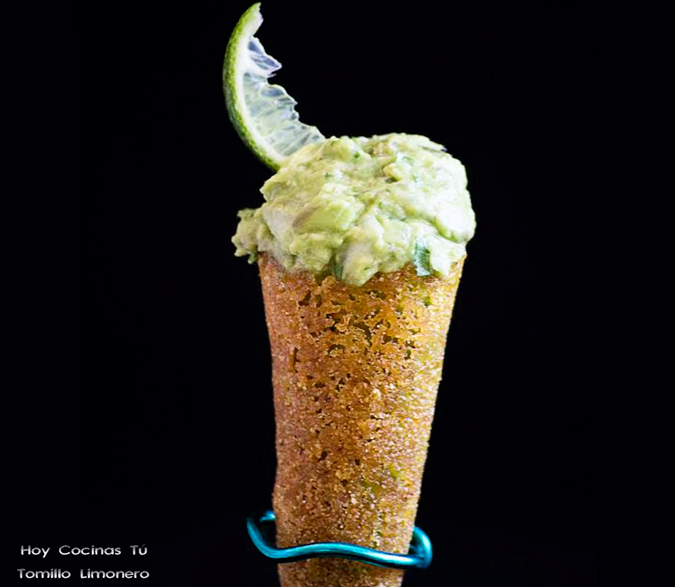 Hoy Cocinas Tú: Cucurucho de maíz frito relleno de guacamole ...