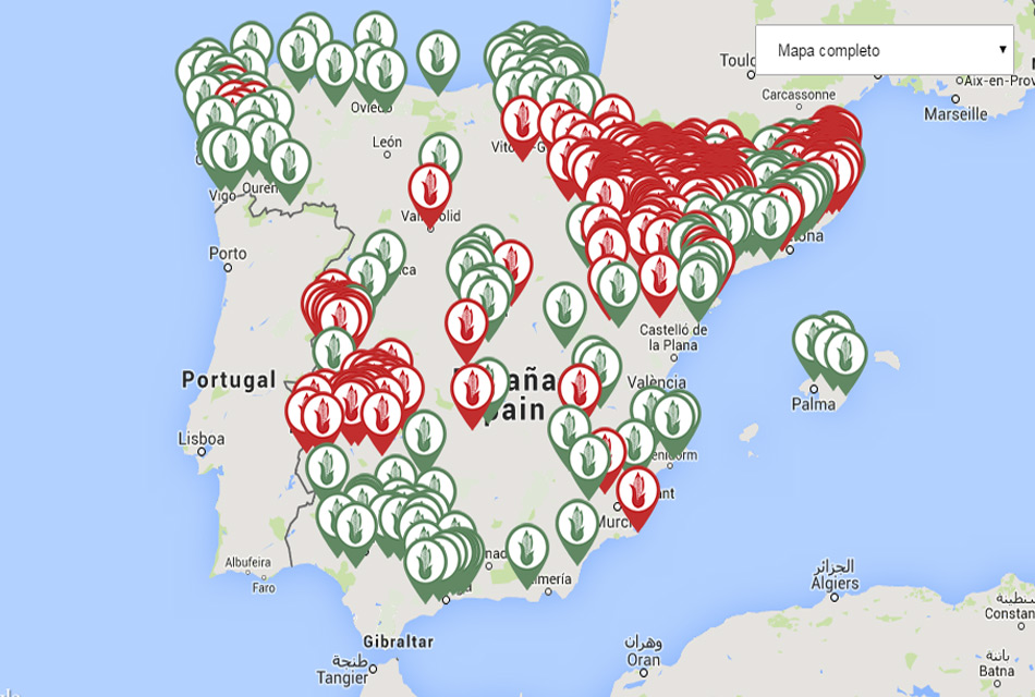 Mapa de la localización de cultivos transgénicos en España ...