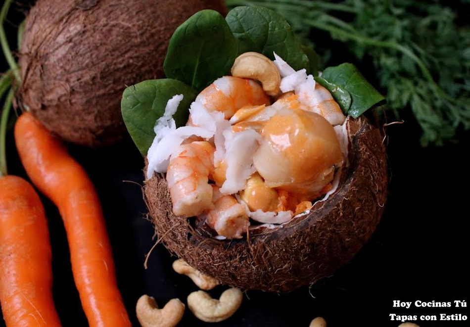 Hoy Cocinas Tú: Ensalada de coco, langostinos y zamburiñas ...