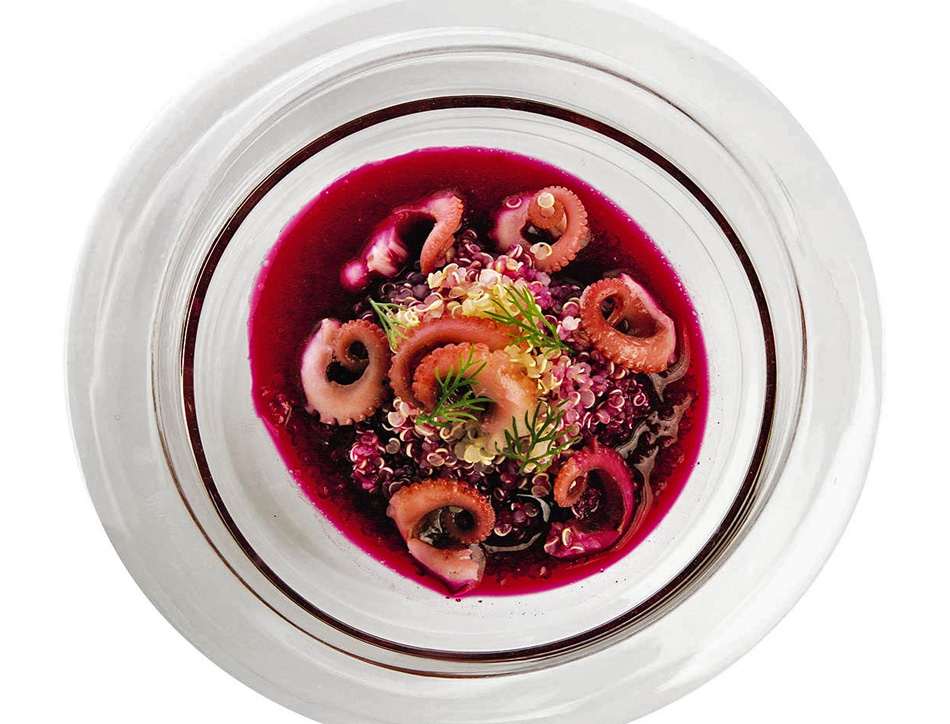 Kimchi de remolacha con chucrut de quinoa y miso de judia roja con ...