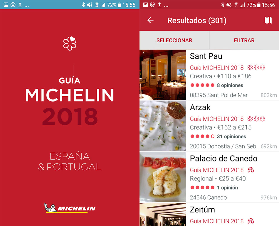App de la Guía Michelin España y Portugal 2018 | Gastronomía & Cía