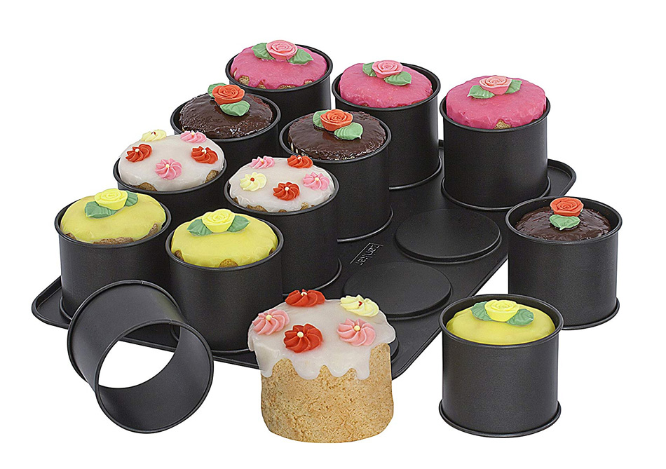 Bandeja con 12 moldes para hacer pastelitos individuales (desmontables ...